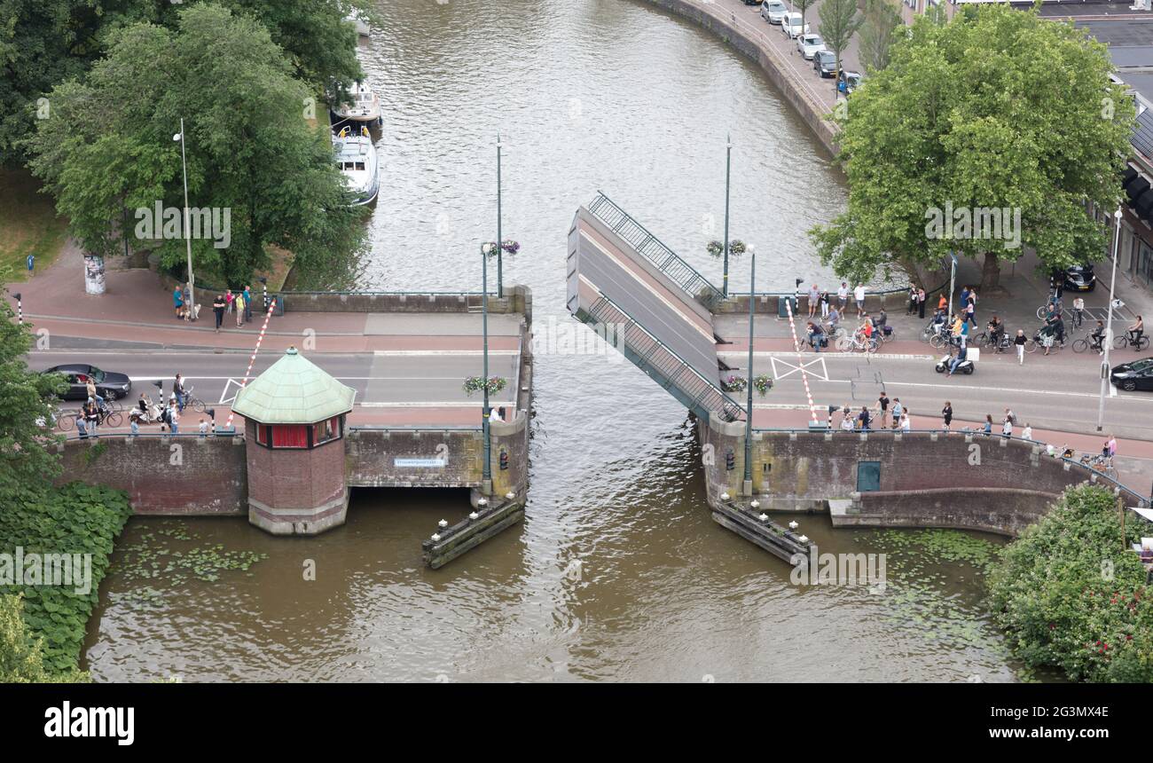 Leeuwarden, the Netherlands, 10 june 2018: Open bridge in the dutch ...