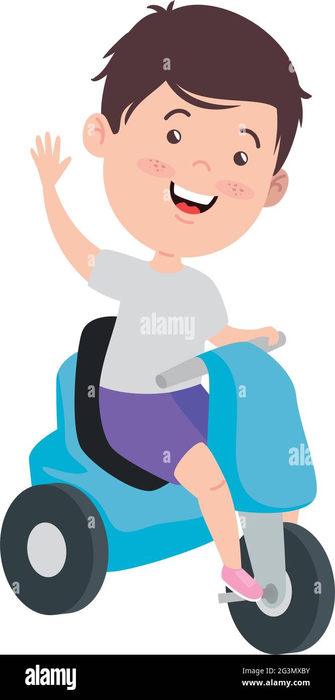 Boy kid cartoon on motorcycle Stock Vector Image & Art - Alamy