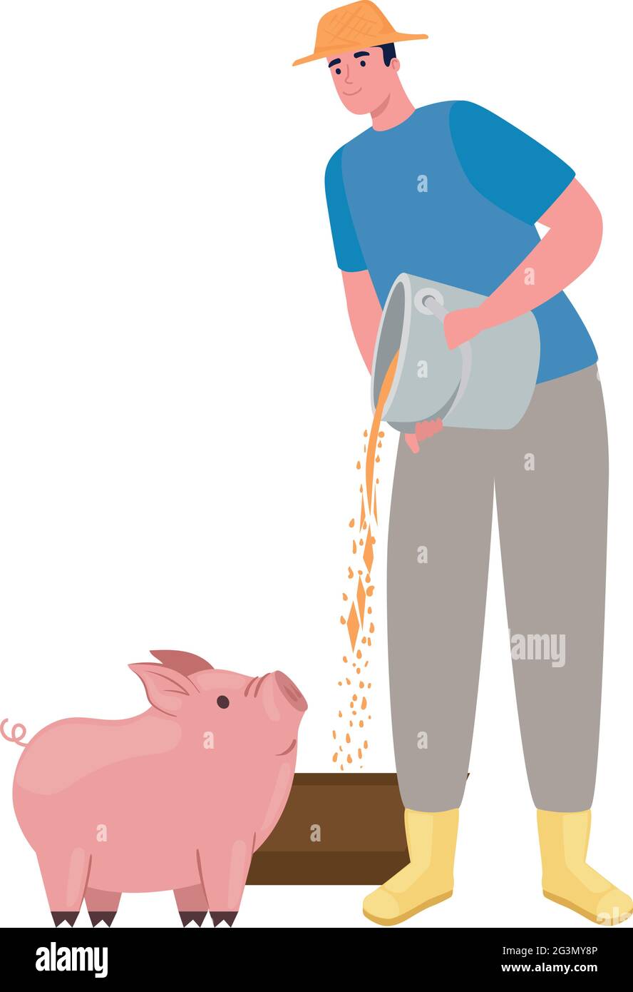 Farmer feeding pig Stock Vector Image & Art - Alamy