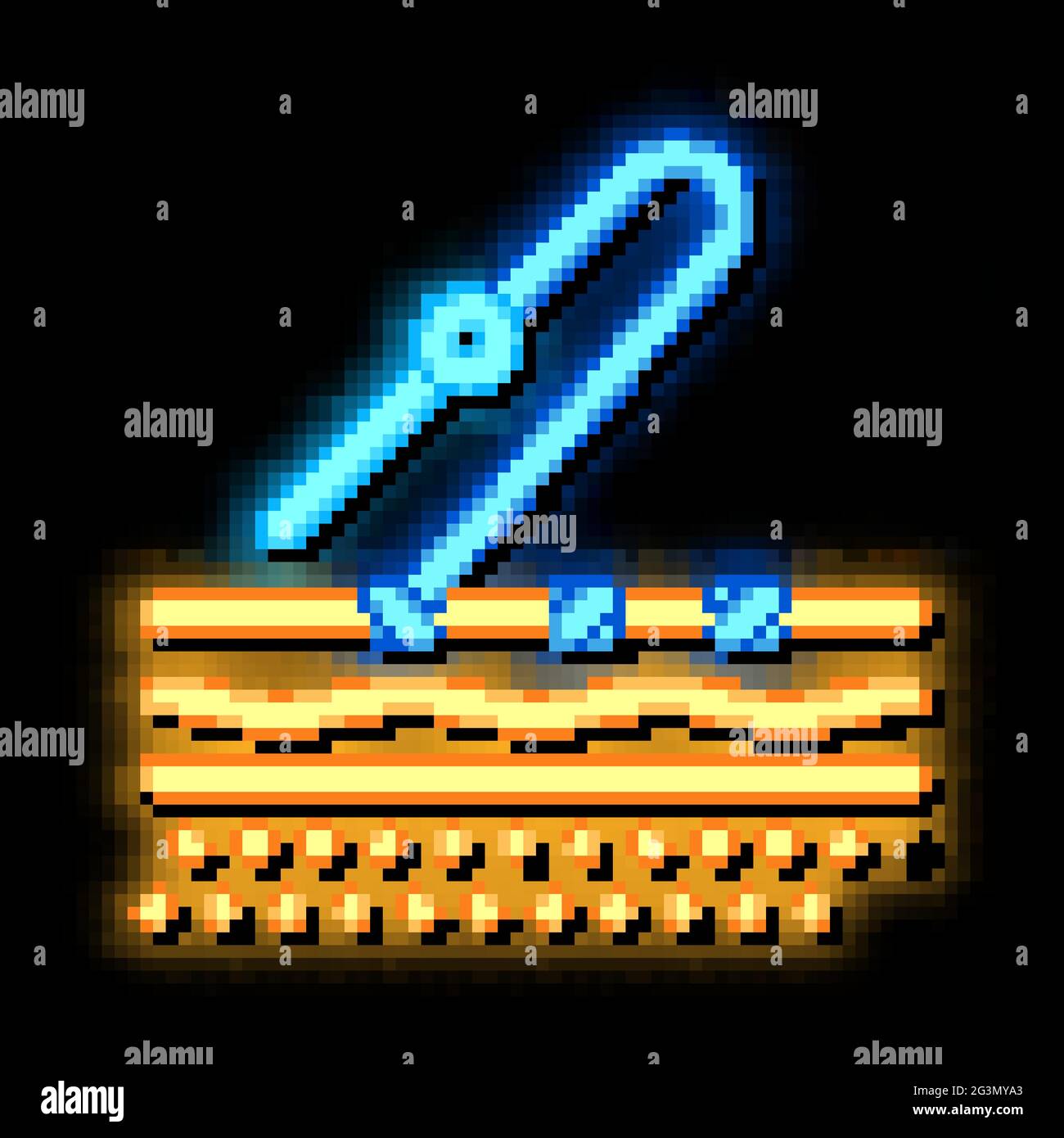 stitching of surgical incision neon glow icon illustration Stock Vector ...