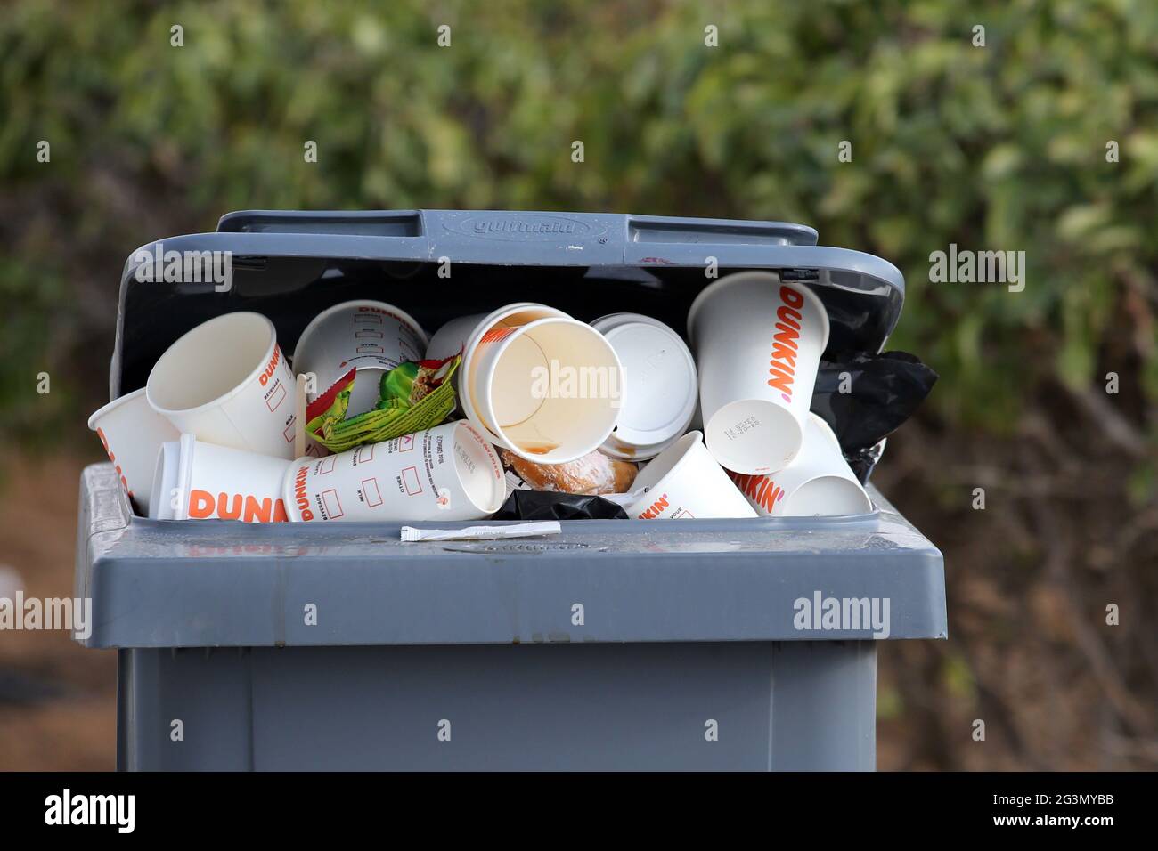"19.02.2021, Riad, Riyadh, Saudi Arabia - Empty coffee cups from Dunkin ...