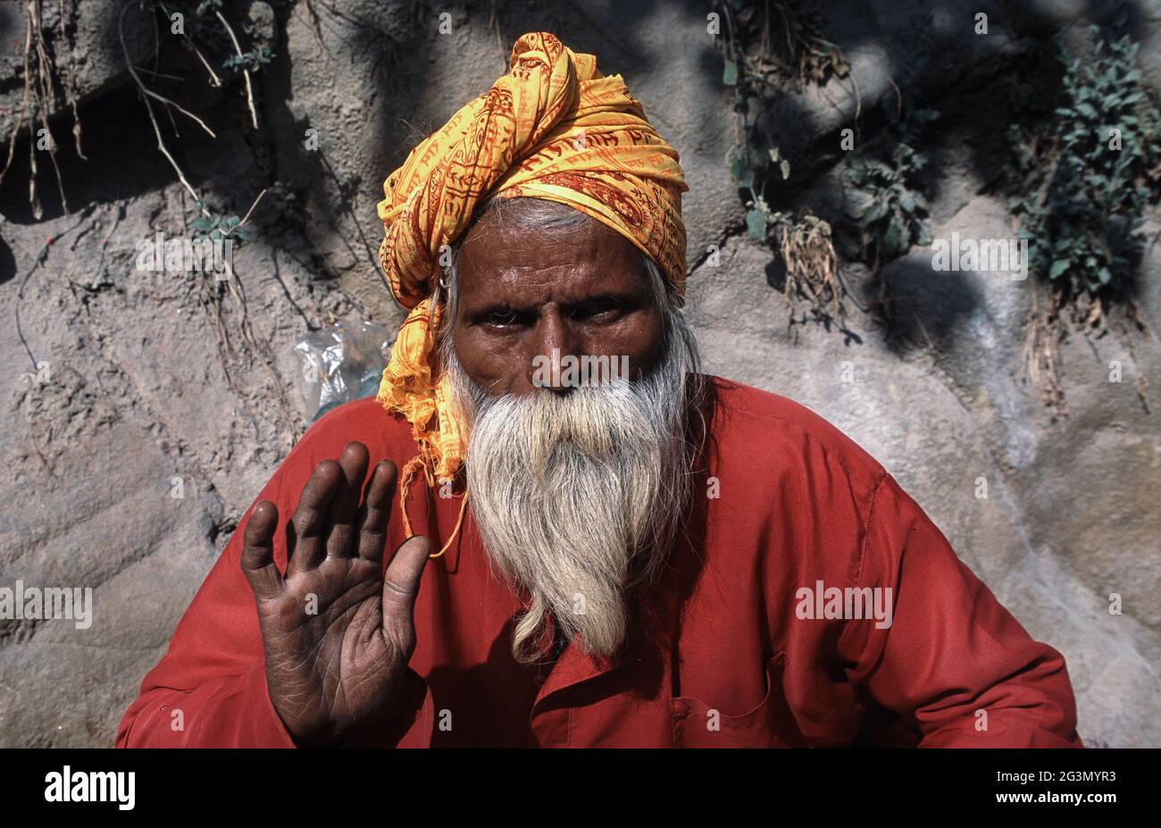 "13.04.2014, Haridwar, Uttarakhand, India - An old bearded holy man ...