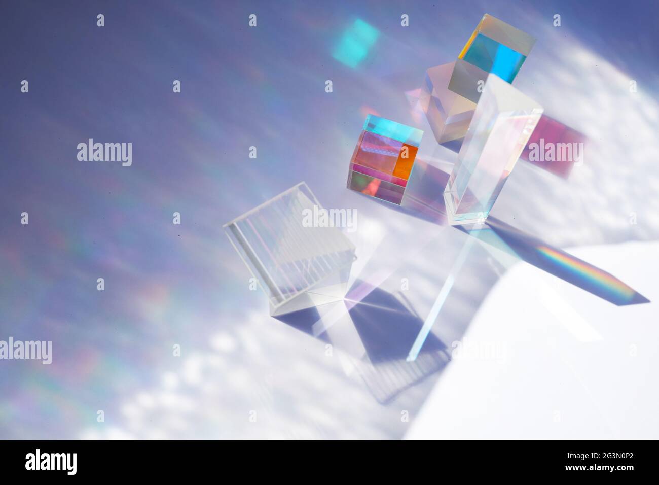 Abstract background with glass geometric figures prisms with light ...