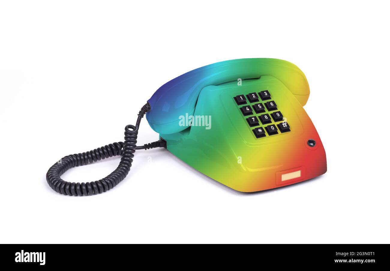 Vintage telephone - Rainbow colored Stock Photo - Alamy