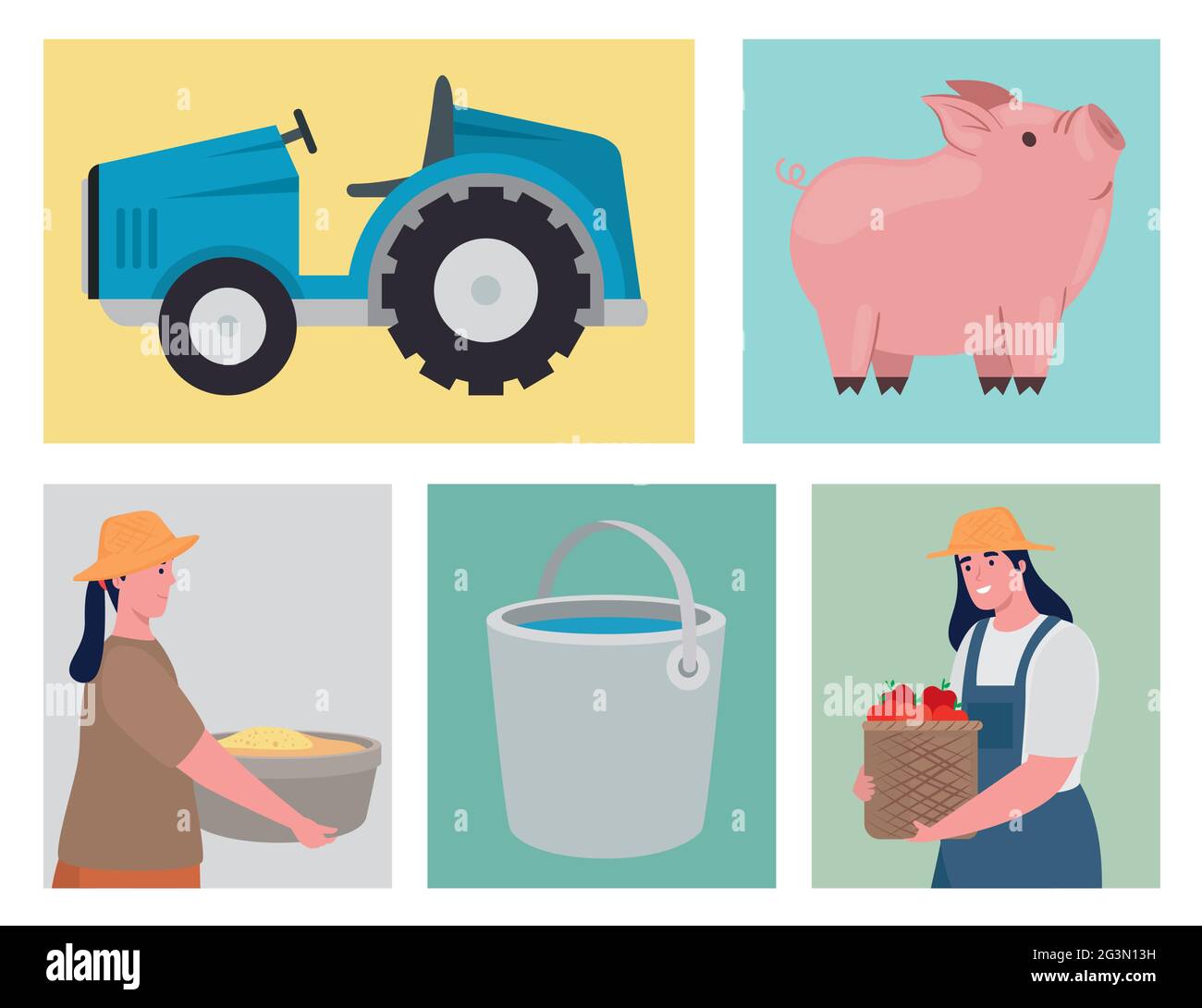 Farmer woman tractor Cut Out Stock Images & Pictures - Alamy