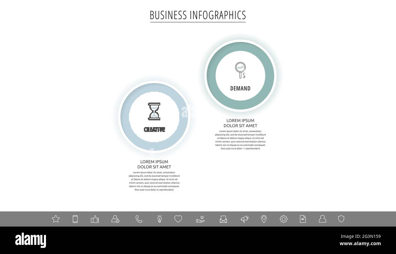 Modern vector infographics with two circles. Business template with 2 ...