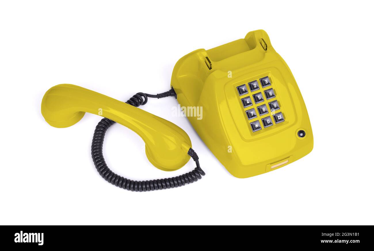Vintage telephone - Yellow Stock Photo - Alamy
