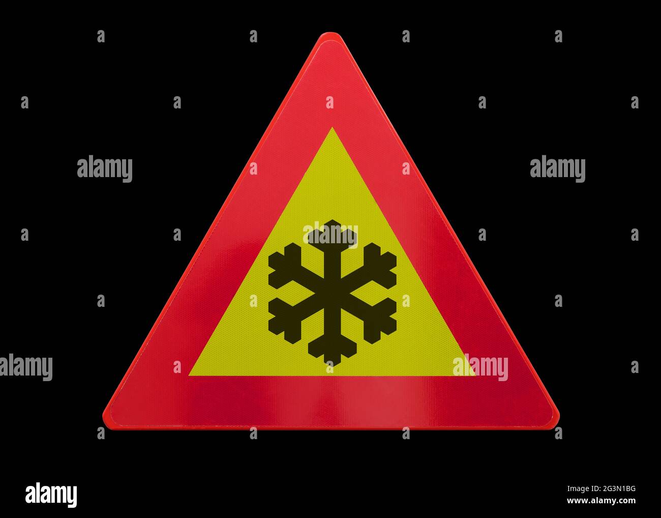 Traffic sign isolated- Snow Stock Photo - Alamy