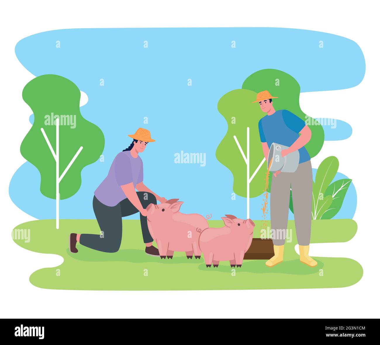 Woman feeding farm Stock Vector Images - Alamy