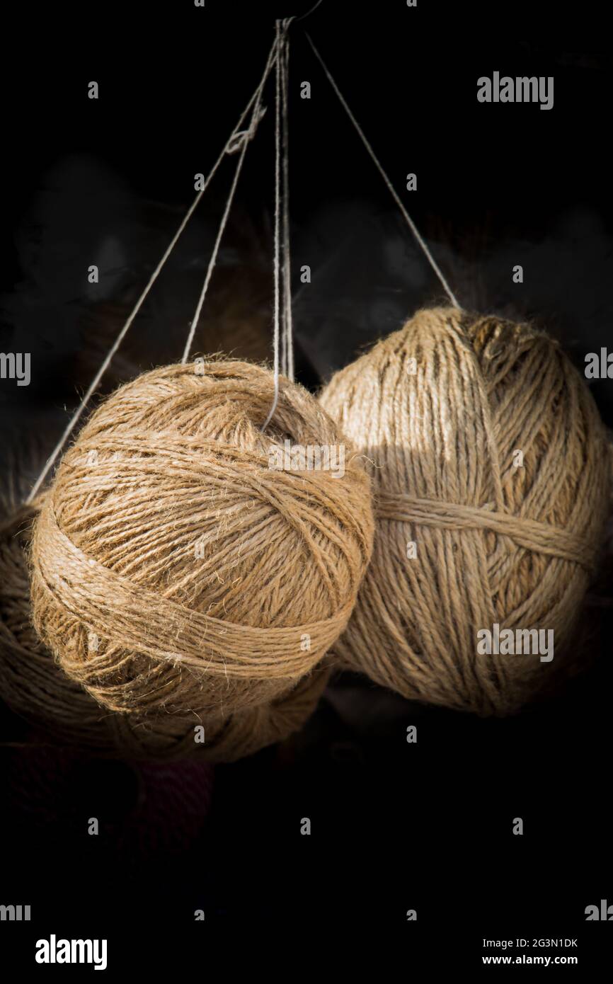 Set of Roll of thread linen string Stock Photo - Alamy