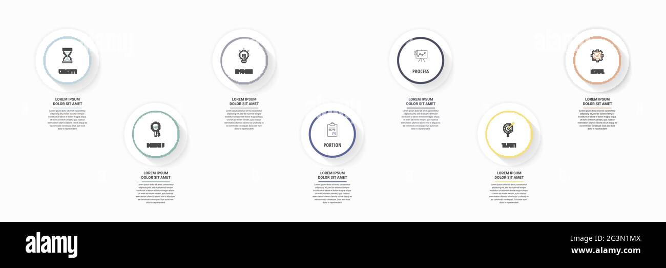Modern vector infographics with seven circles. Business template with 7 ...