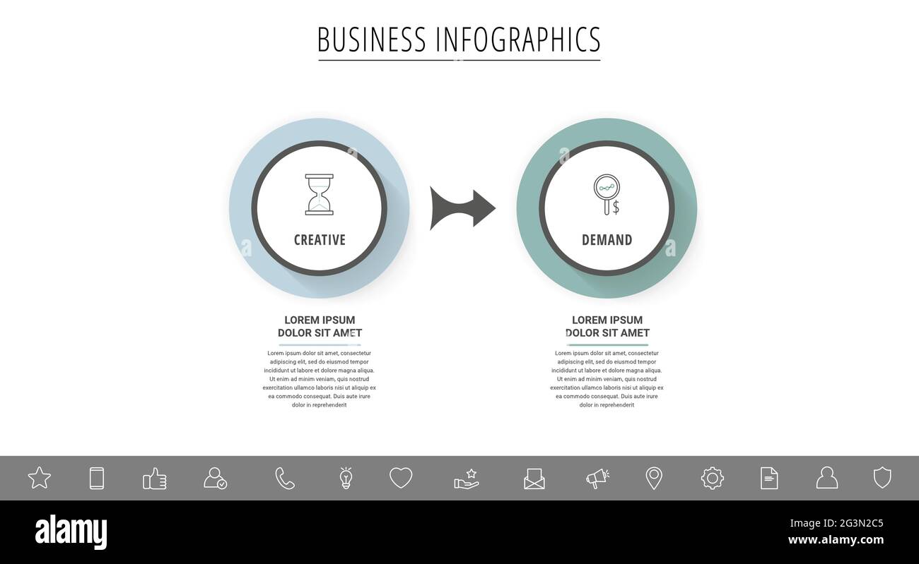 Business vector infographics with two circles and arrows. Timeline ...