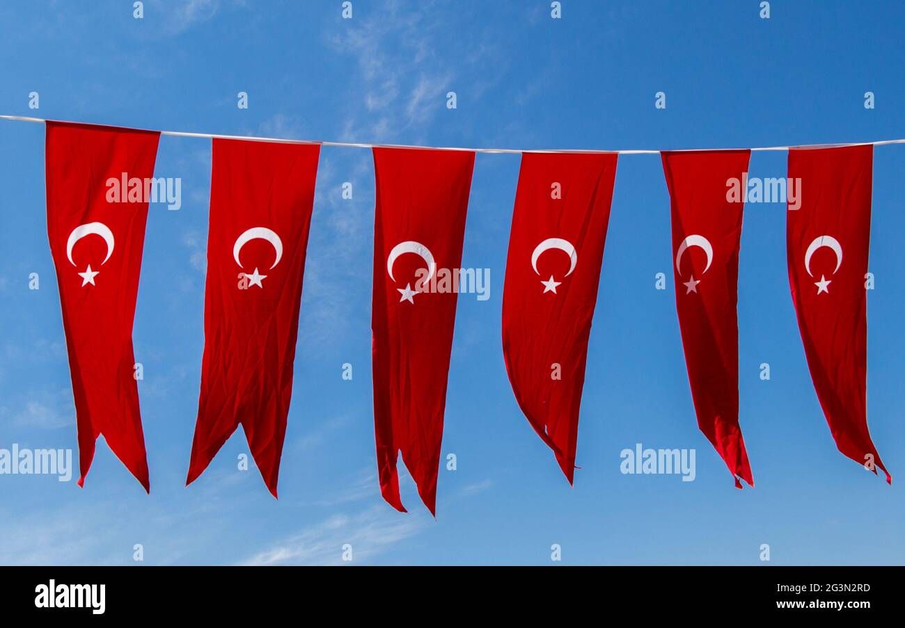 Turkish national flag in view Stock Photo - Alamy