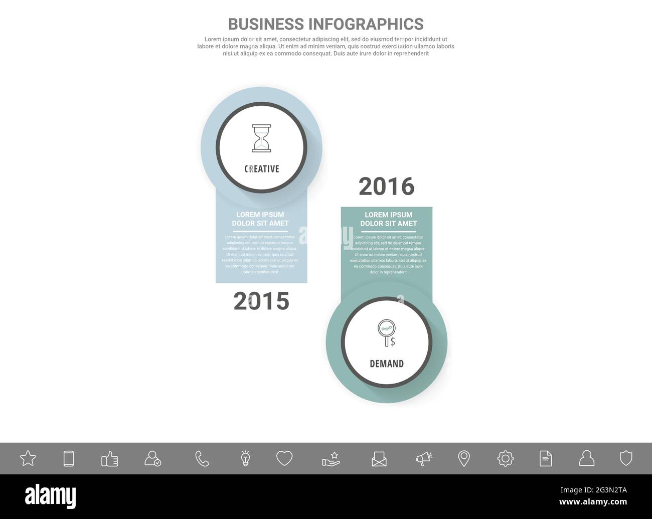 Modern vector infographics with two circles. Business template with 2 ...