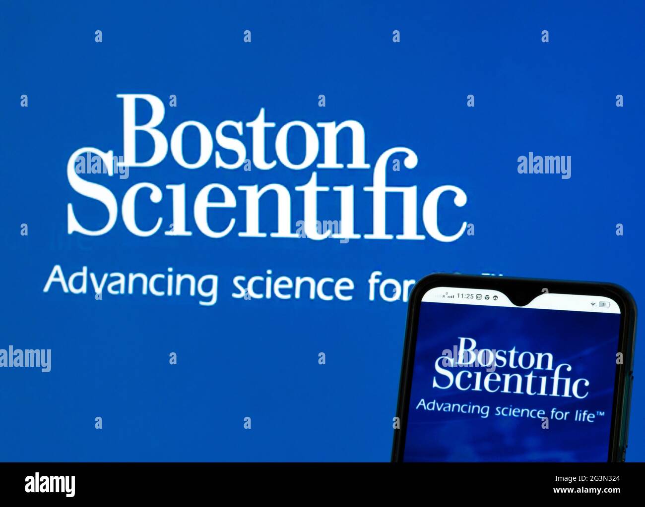In this photo illustration, a Boston Scientific Corporation logo seen ...