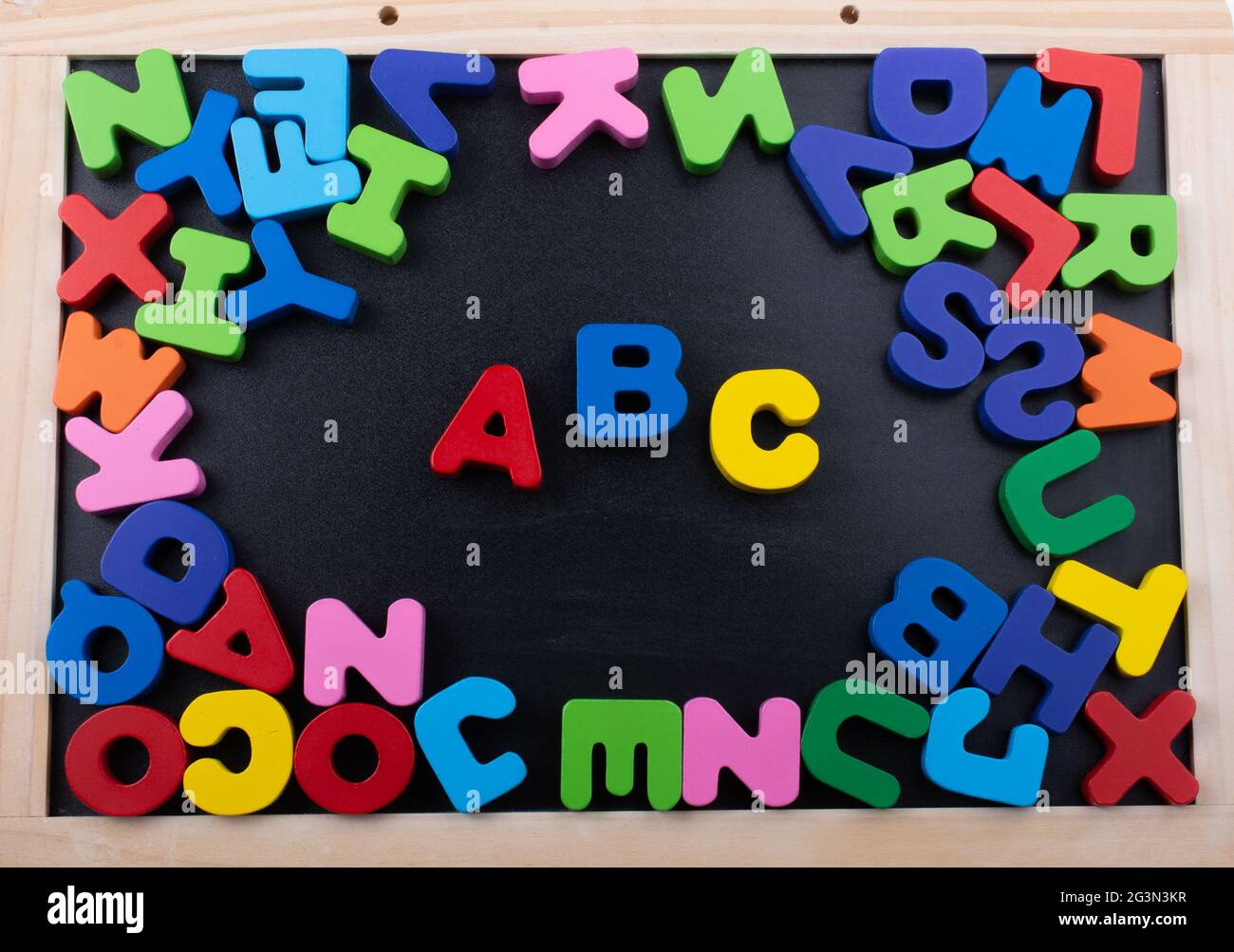 Colorful ABC Letters made of wood Stock Photo - Alamy