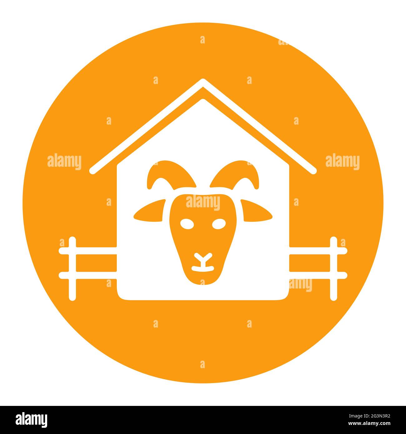 Goat house white glyph icon. Farm animal sign. Graph symbol for your ...
