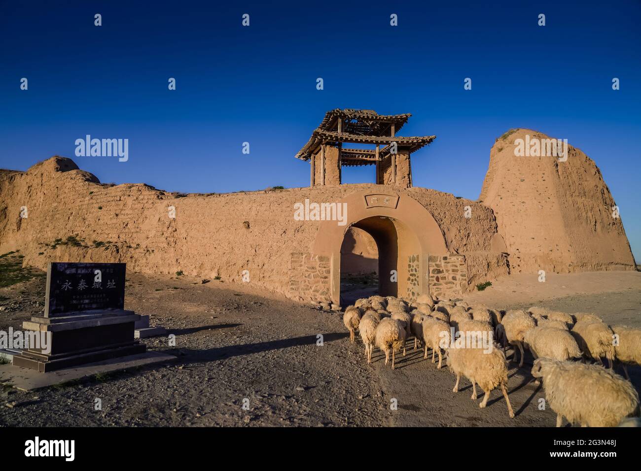 The ancient city and sheep chaser Stock Photo - Alamy
