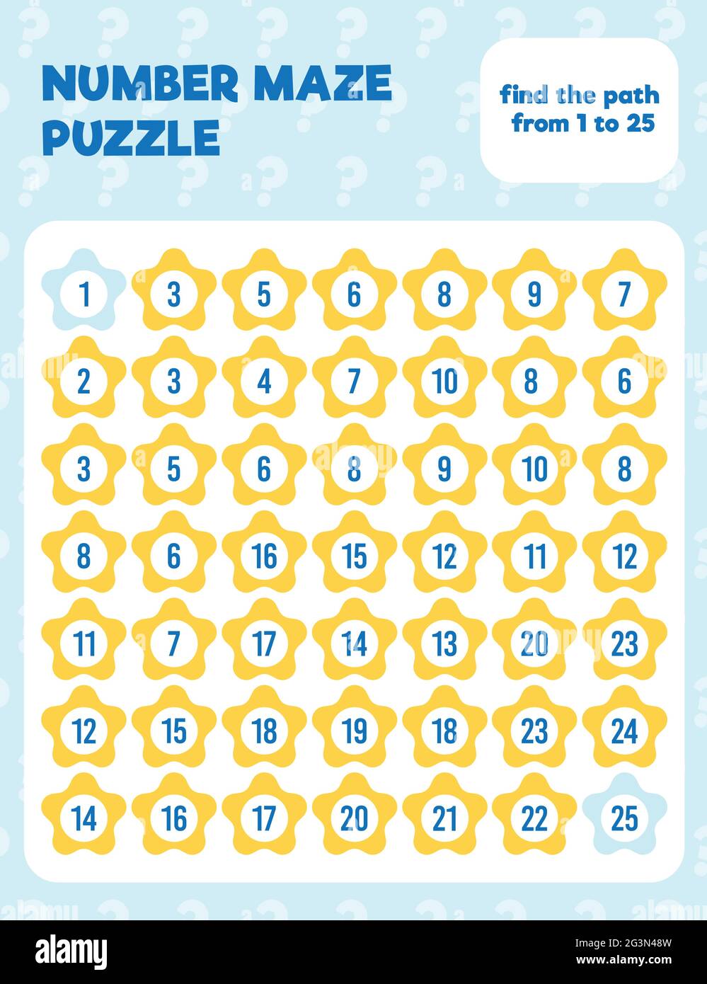 Math number maze puzzle. Prinatble math worksheet page. Easy colorful ...