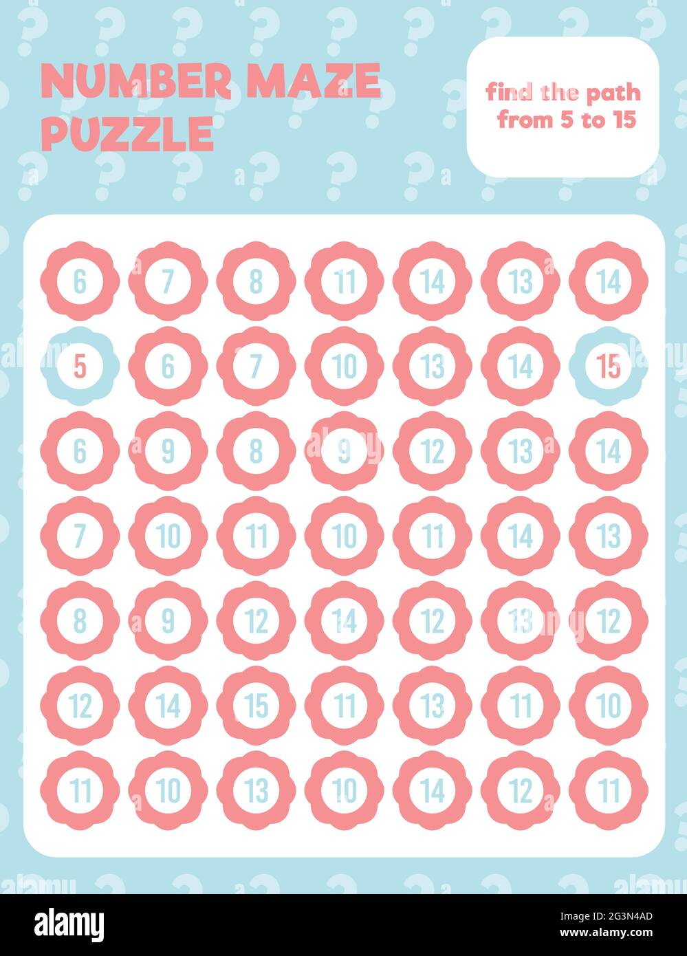 Math number maze puzzle. Prinatble math worksheet page. Easy colorful ...