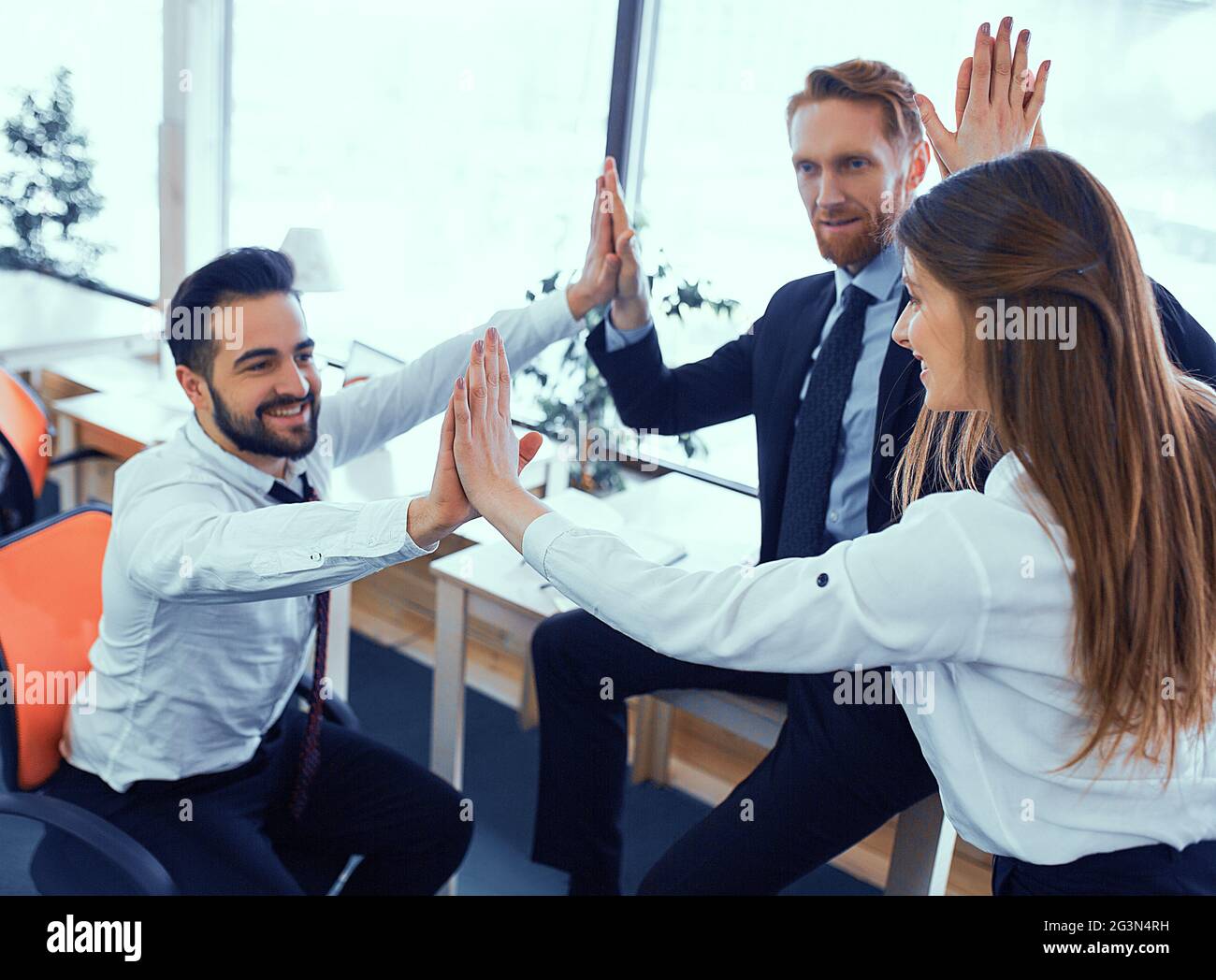 Fun moments of office workers Stock Photo - Alamy
