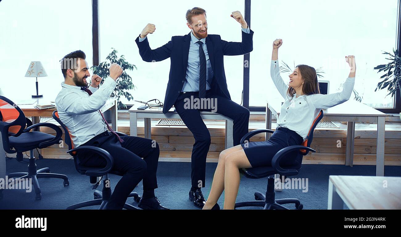 Fun moments of office workers Stock Photo - Alamy