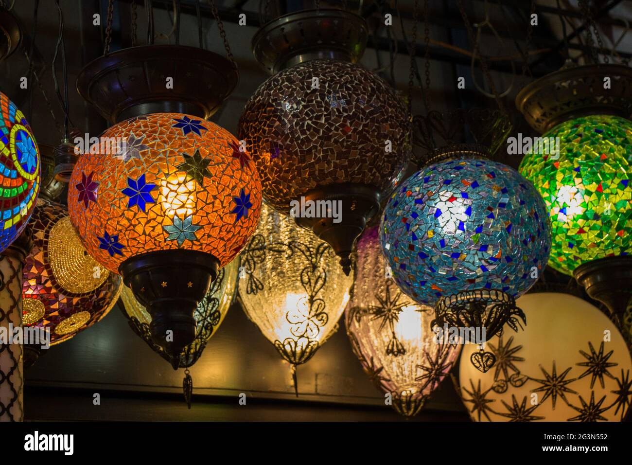 Mosaic Ottoman lamps from Grand Bazaar Stock Photo - Alamy