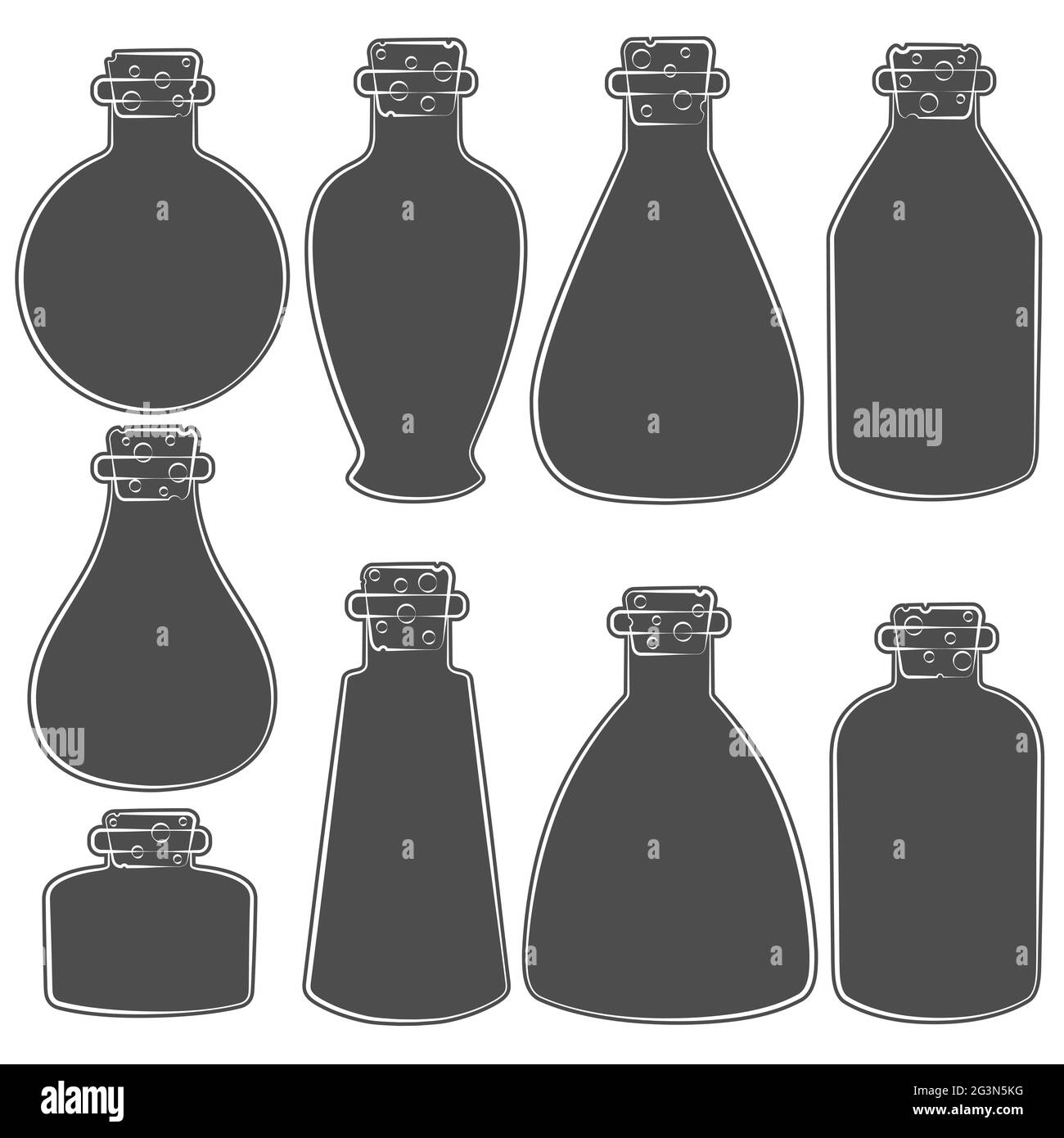 Vector set with the image of the vials, tubes. Isolated objects on a ...