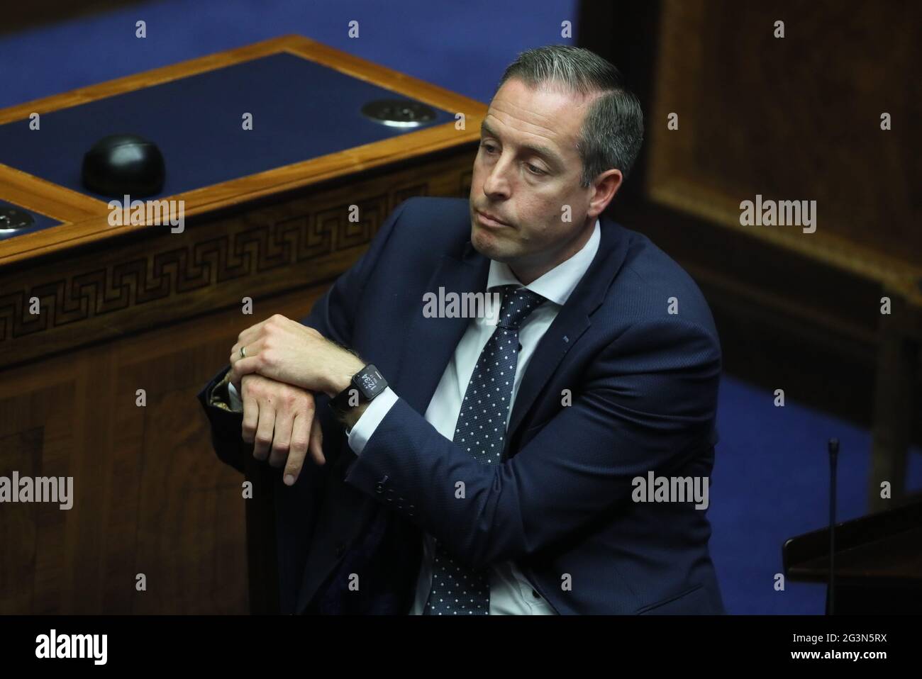 Paul Givan during his nomination for First Minister, in the Stormont ...