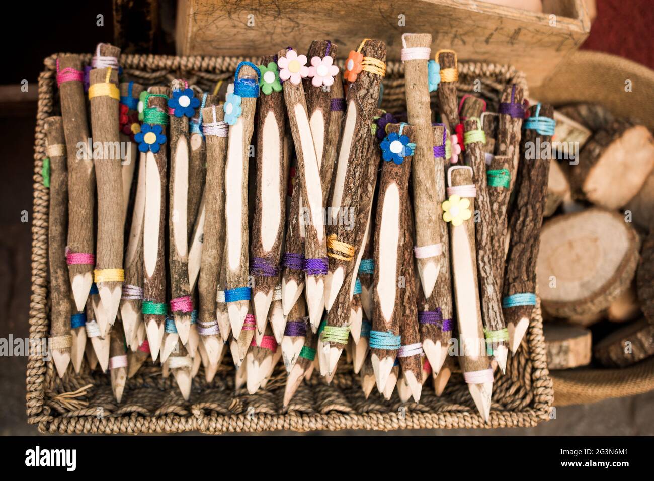 Color pencil made from real stick wood Stock Photo - Alamy