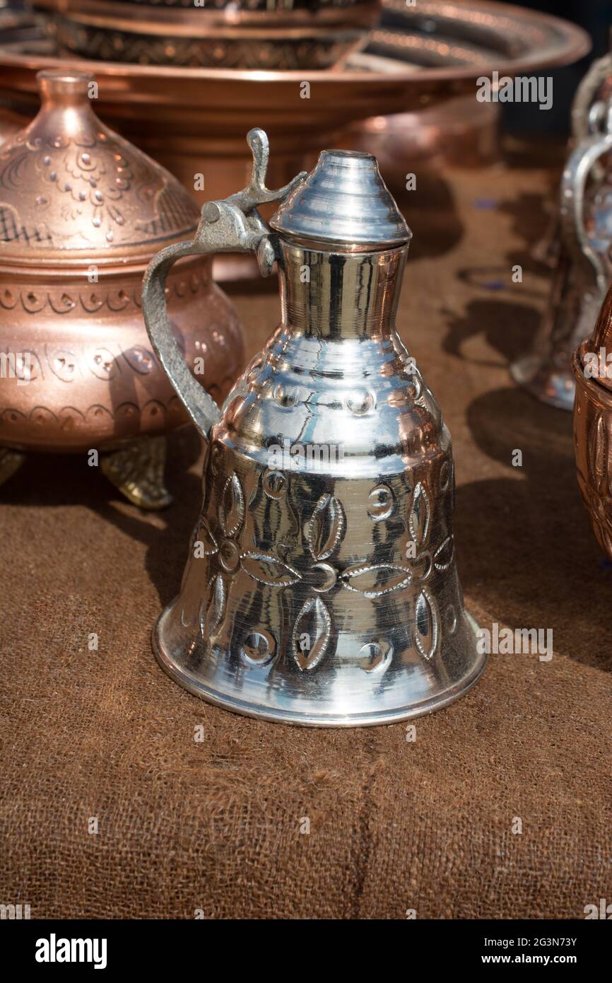 Very old style metal ewer water jar Stock Photo - Alamy