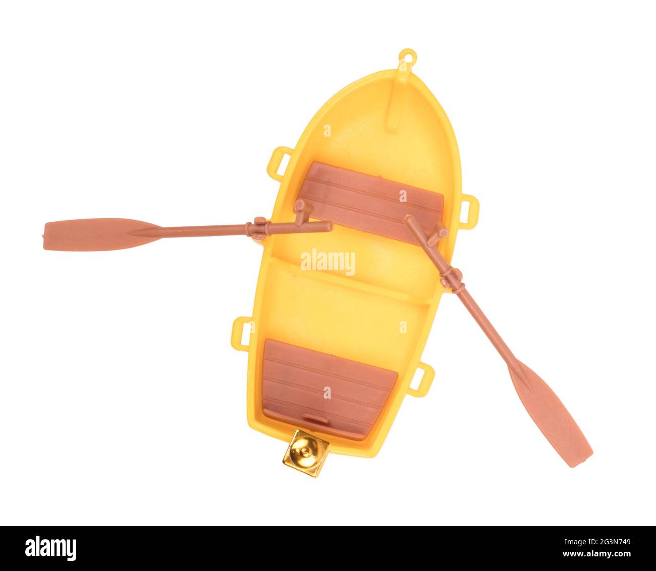 Plastic old small boat isolated on white background Stock Photo - Alamy