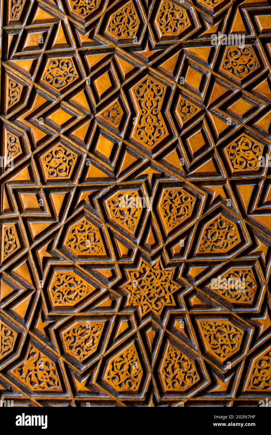 Ottoman art with geometric patterns on wood Stock Photo - Alamy