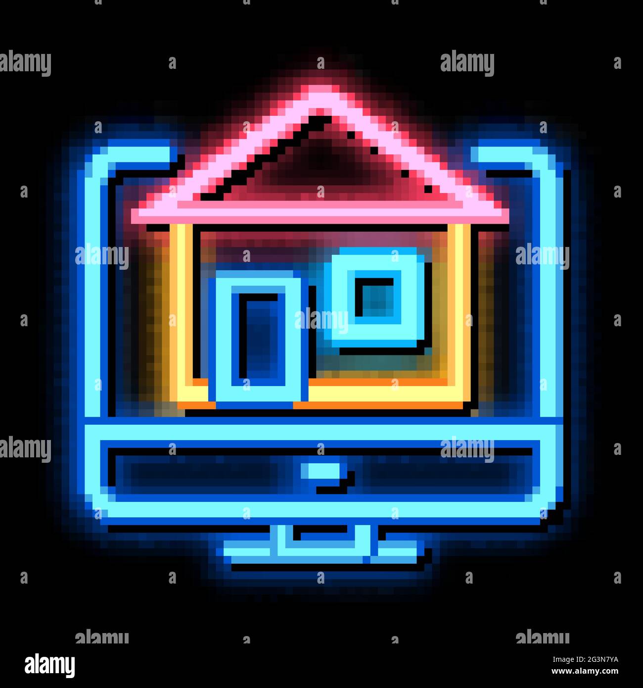 Neon house icon computer hi-res stock photography and images - Alamy