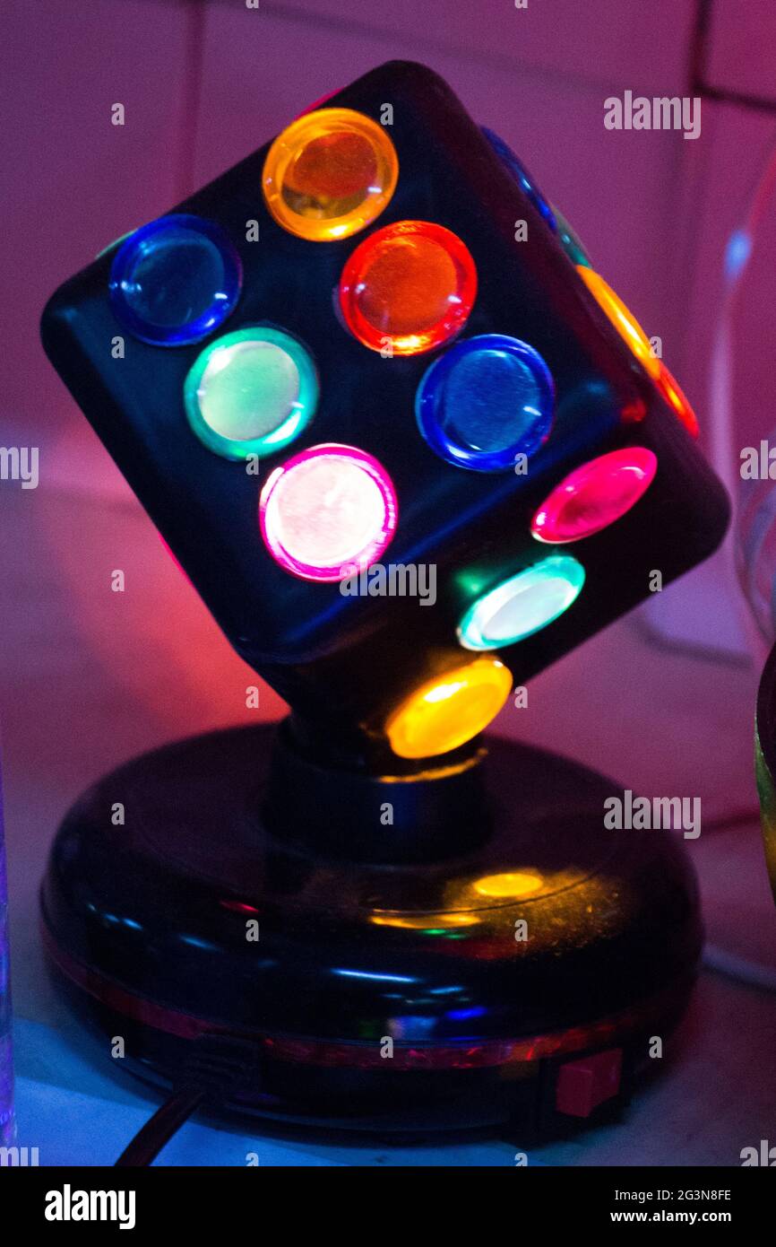 Disco lamps with spots of various color lights Stock Photo - Alamy