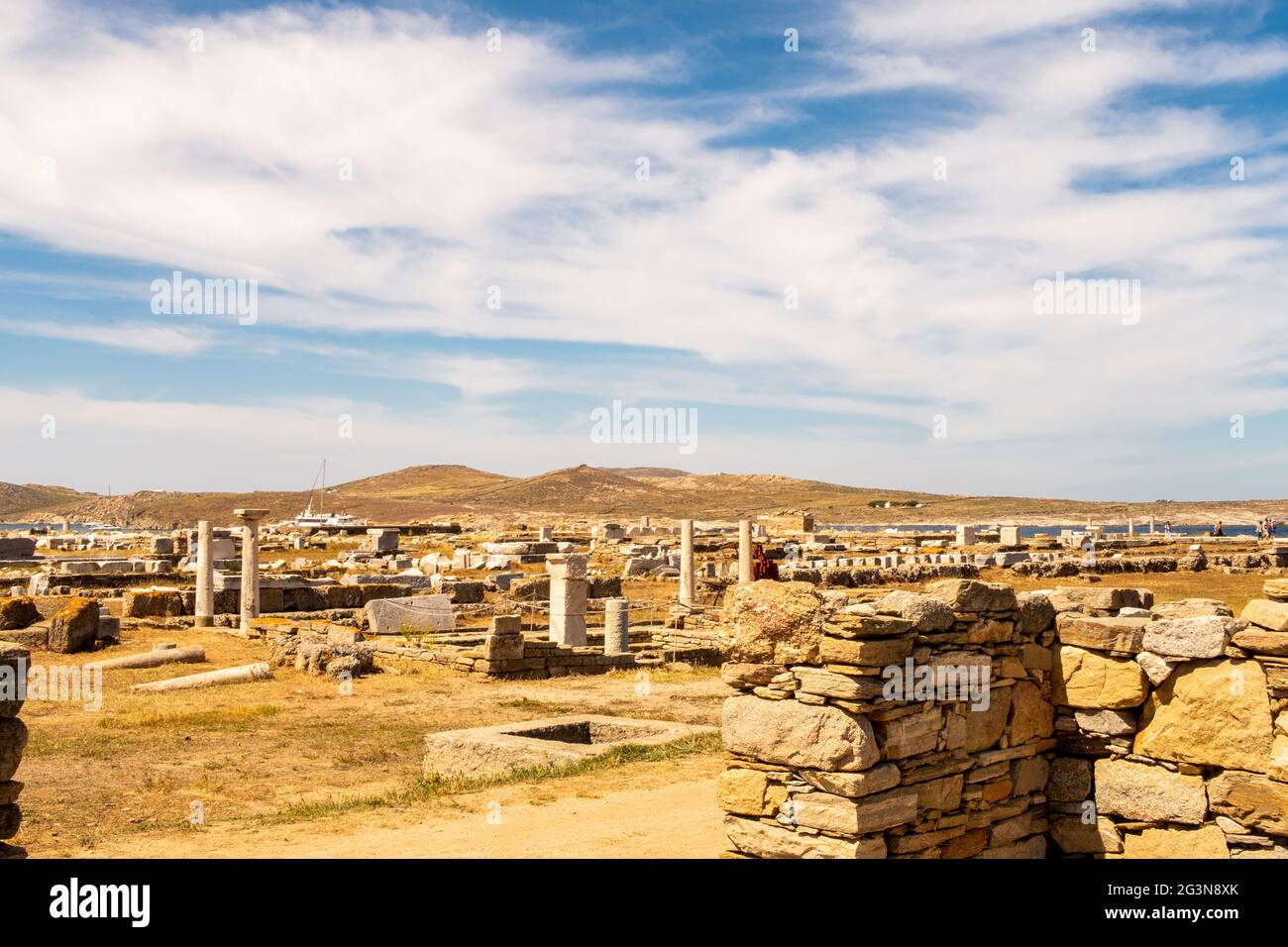 Landscape of Delos Island in Greece - view from the hill on the island ...
