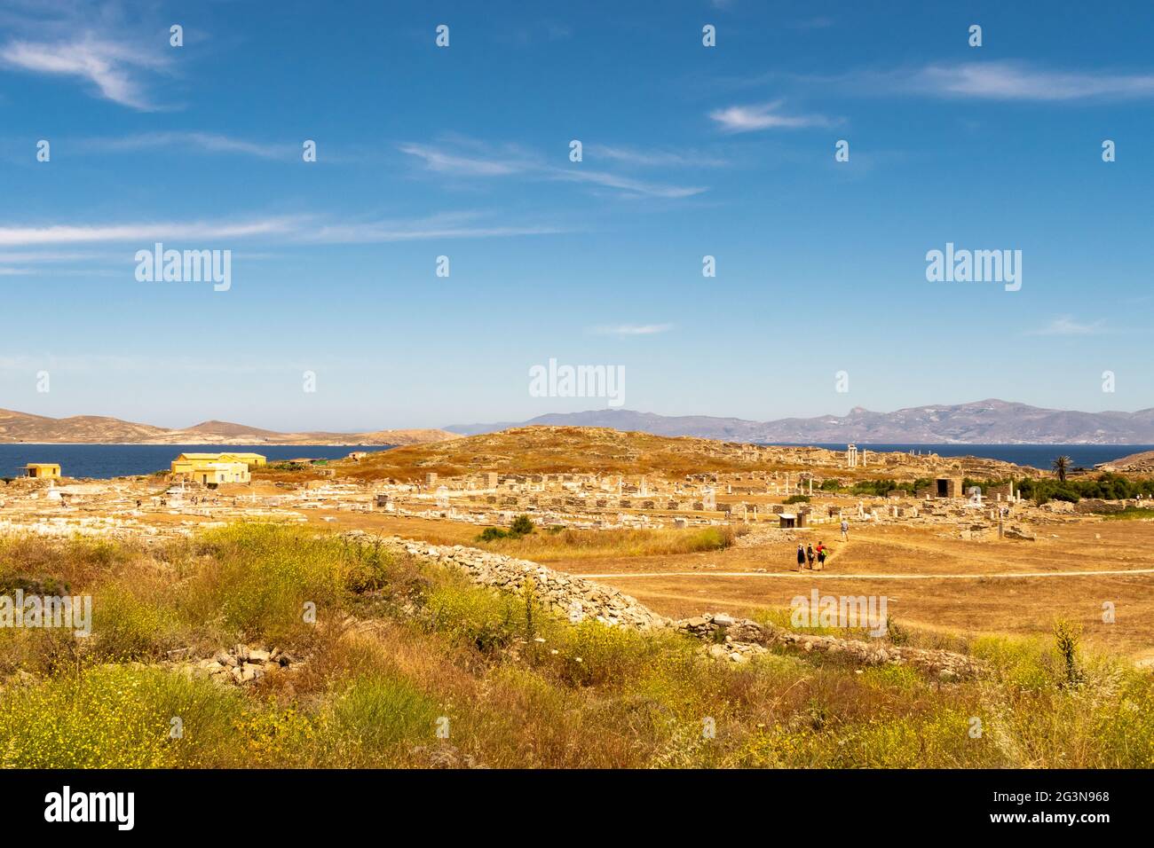 Landscape of Delos Island in Greece - view from the hill on the island ...