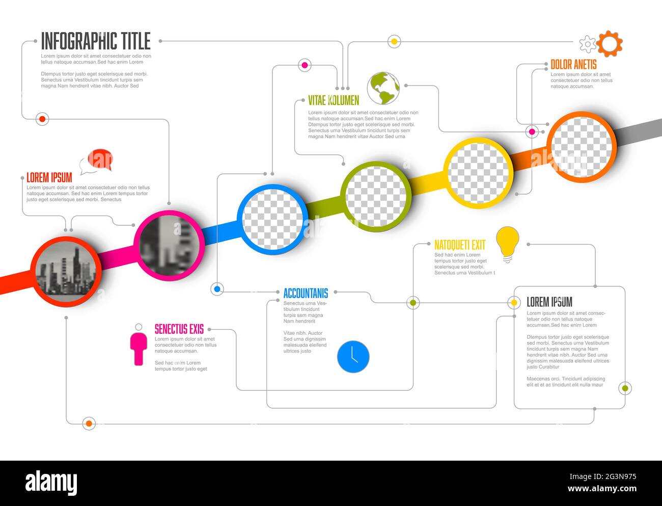 Vector Infographic timeline template made from circle photo ...