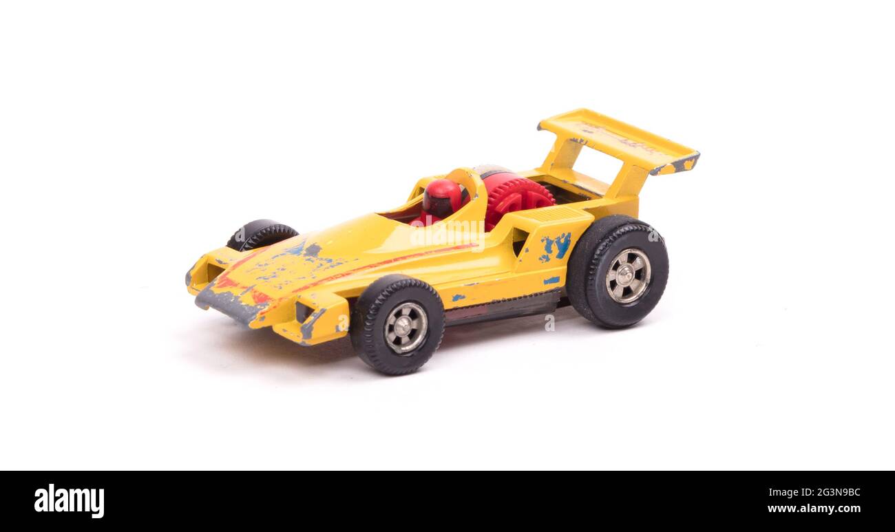 Yellow metal toy car Stock Photo - Alamy