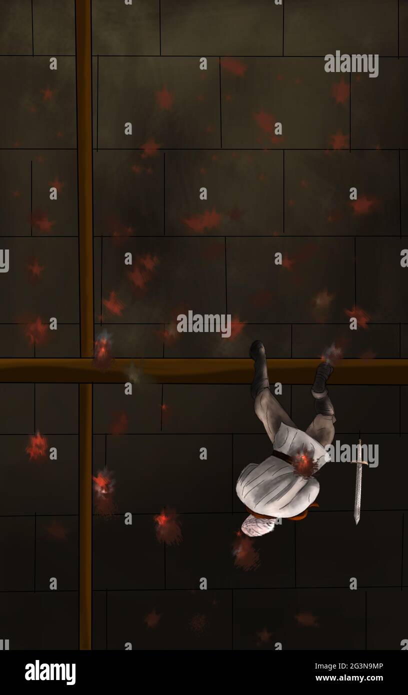 soldier falling from the castle walls Stock Photo - Alamy