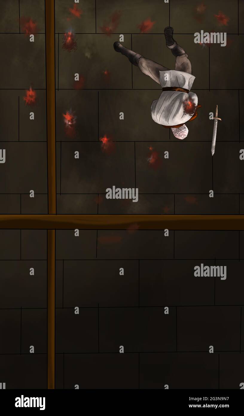 soldier falling from the castle walls Stock Photo - Alamy