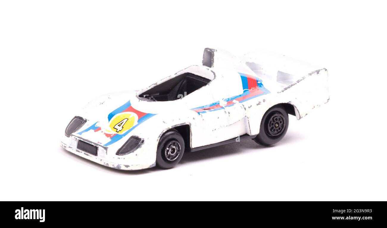 White metal toy car Stock Photo - Alamy