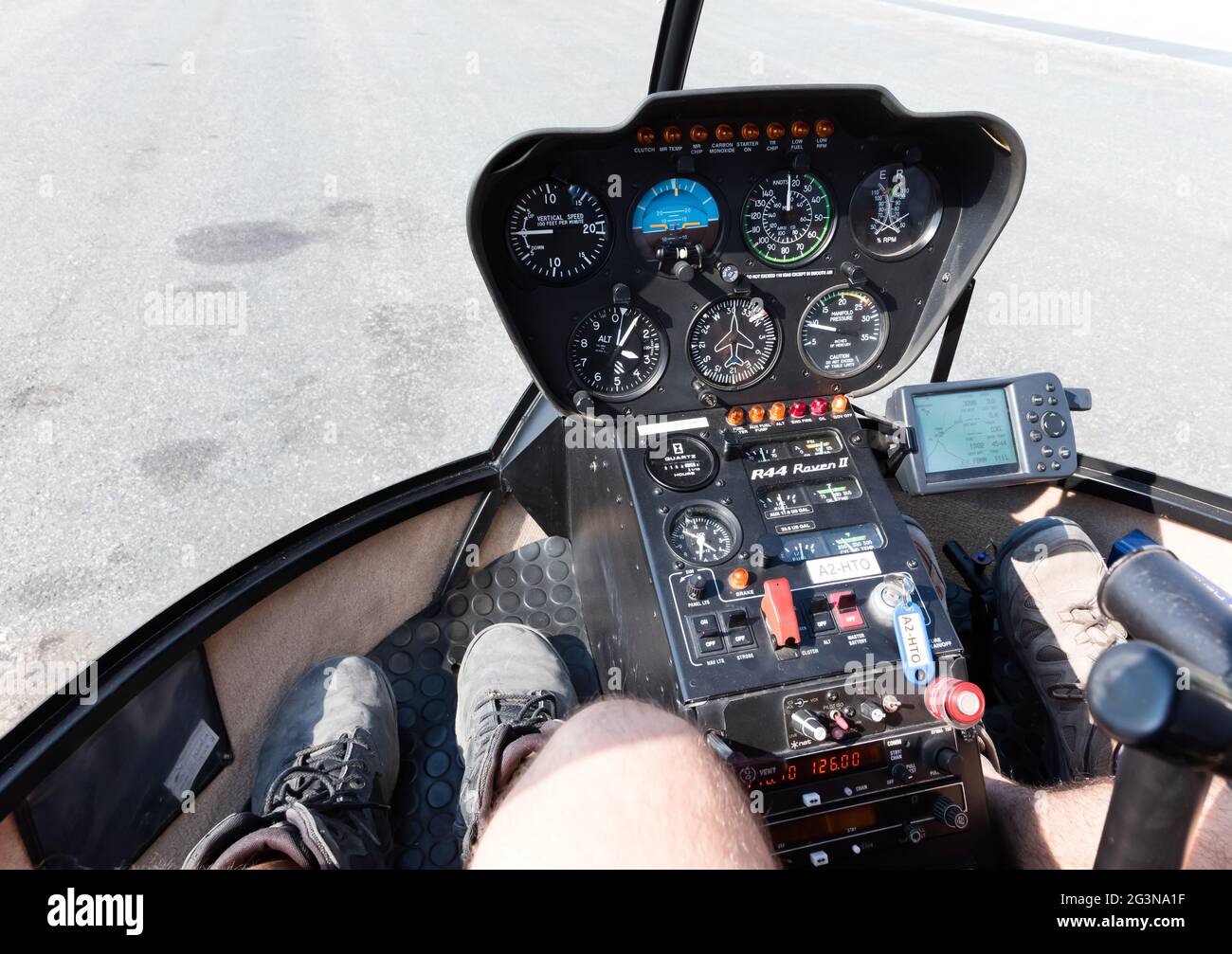 Wide view, a cockpit of a small helicopter Stock Photo - Alamy