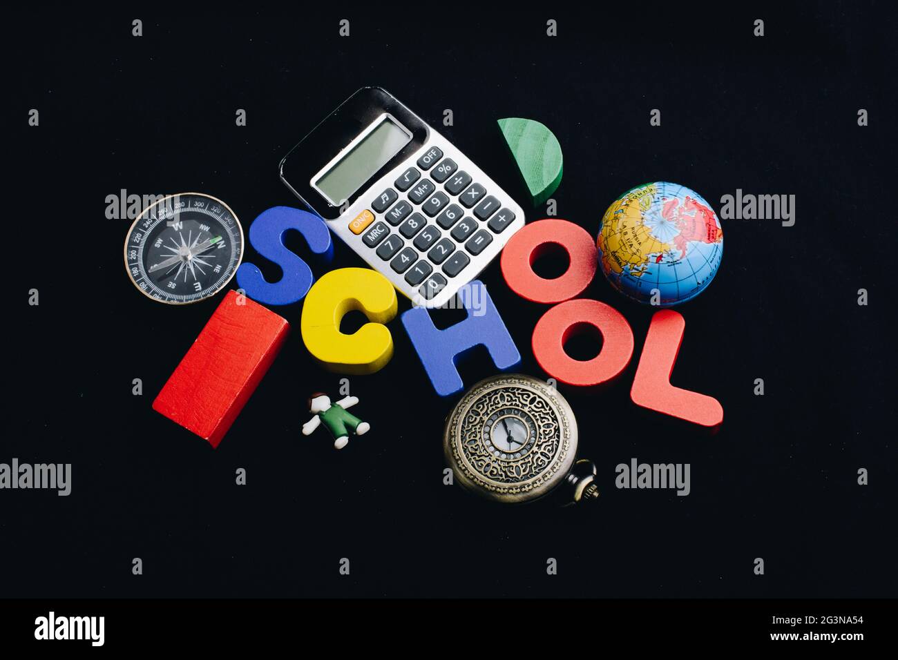 School lettering by colorful wooden letters Stock Photo - Alamy