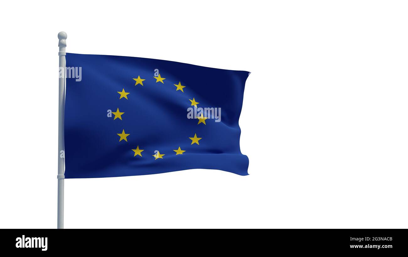 European Union official flag, waving in the wind. 3d rendering, CGI ...
