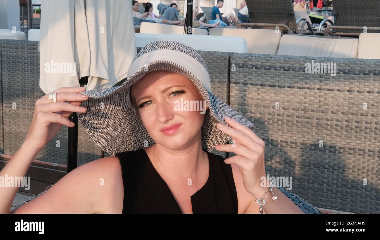 Eastern European Caucasian woman middle aged blonde hair light skin ...