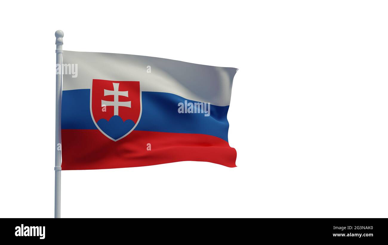 The Slovak Republic national flag, waving in the wind. 3d rendering ...