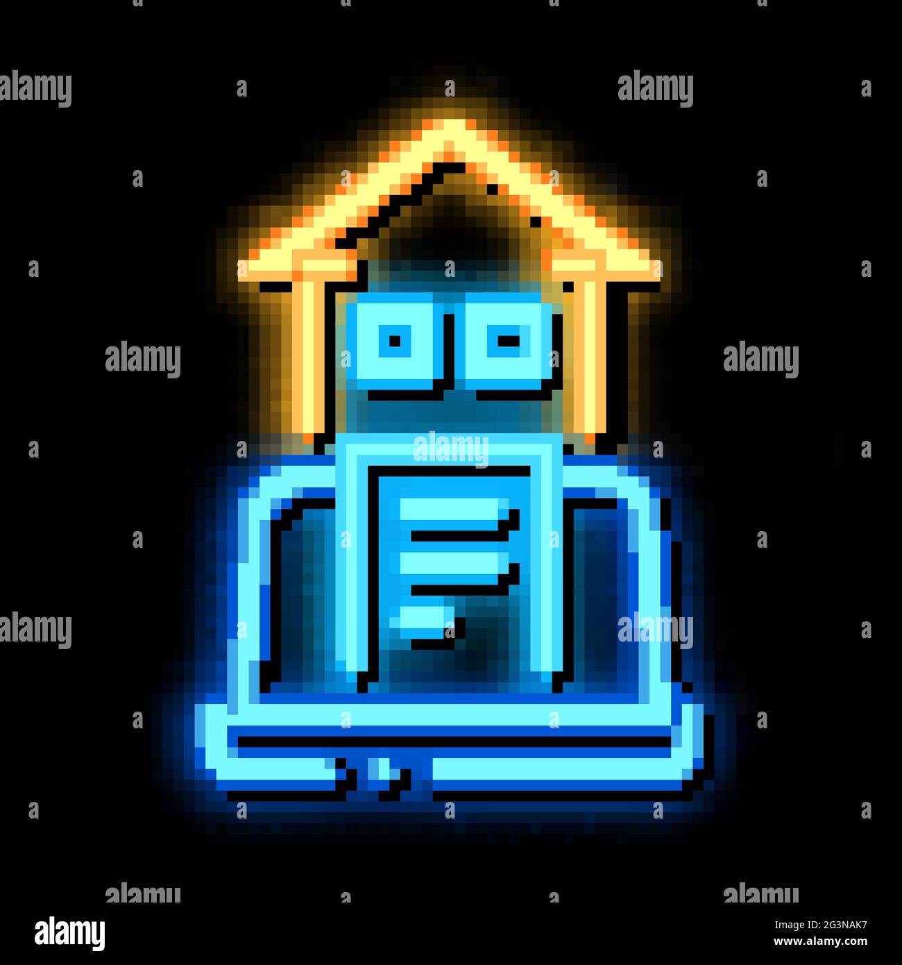report on laptop home neon glow icon illustration Stock Vector Image ...