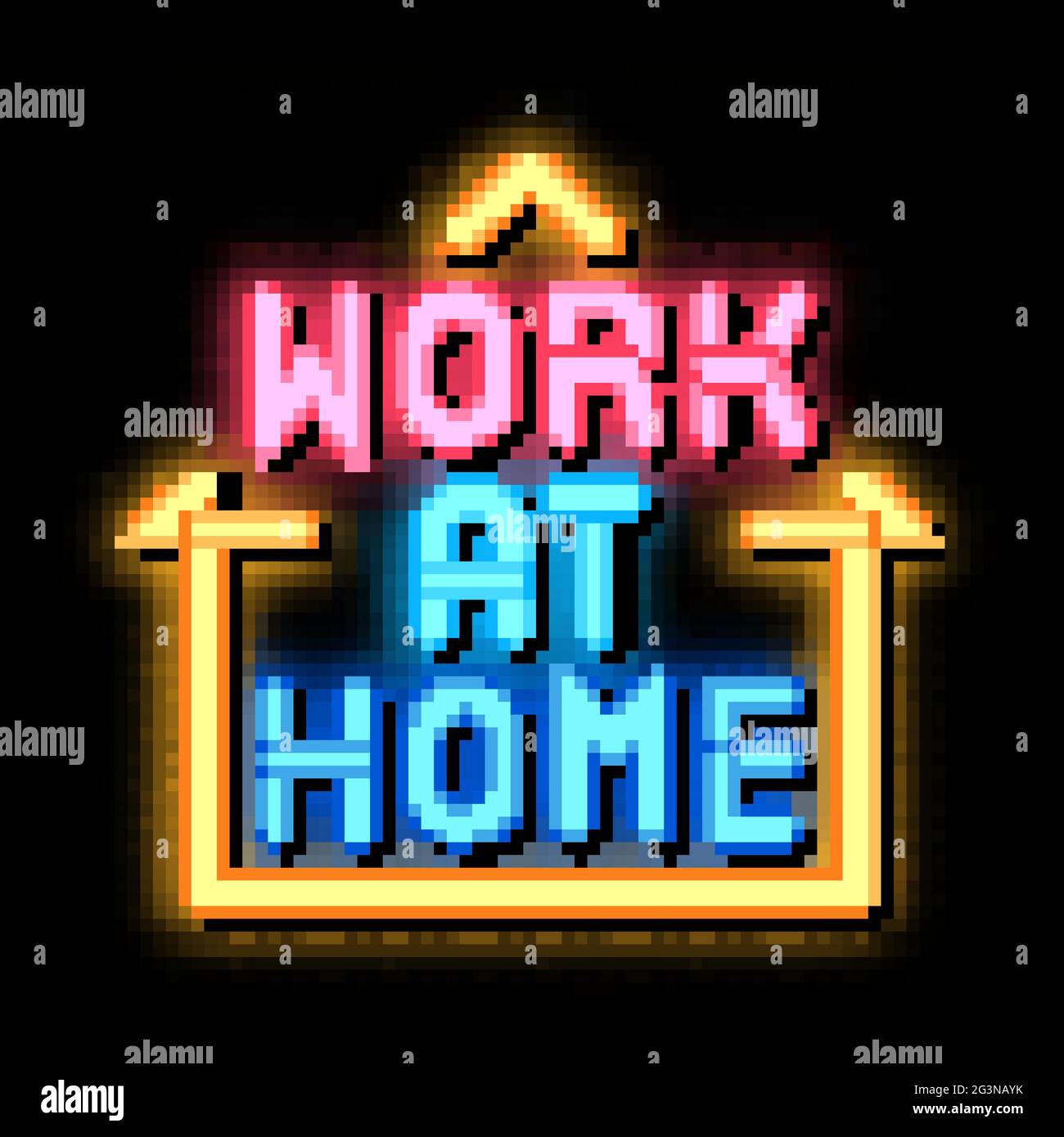 work at home neon glow icon illustration Stock Vector Image & Art - Alamy