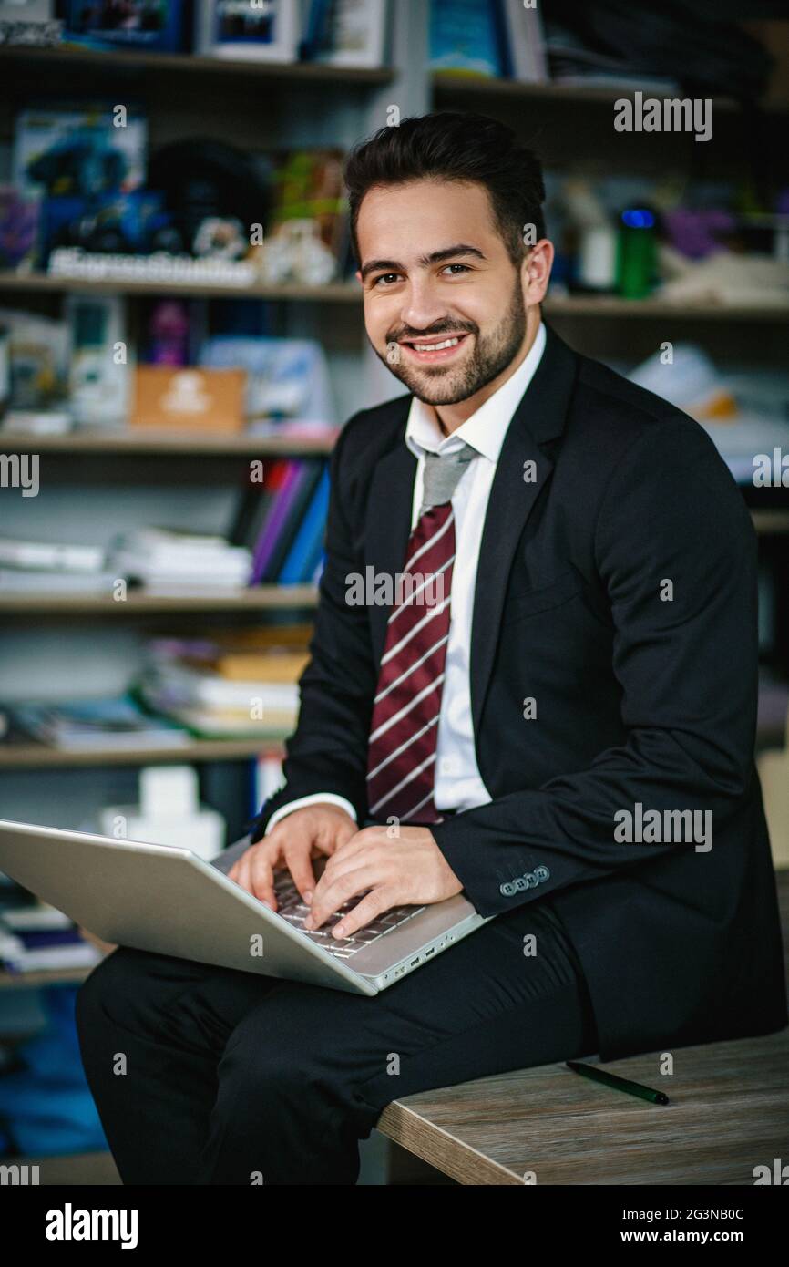 Portrait happy man working on hi-res stock photography and images - Alamy